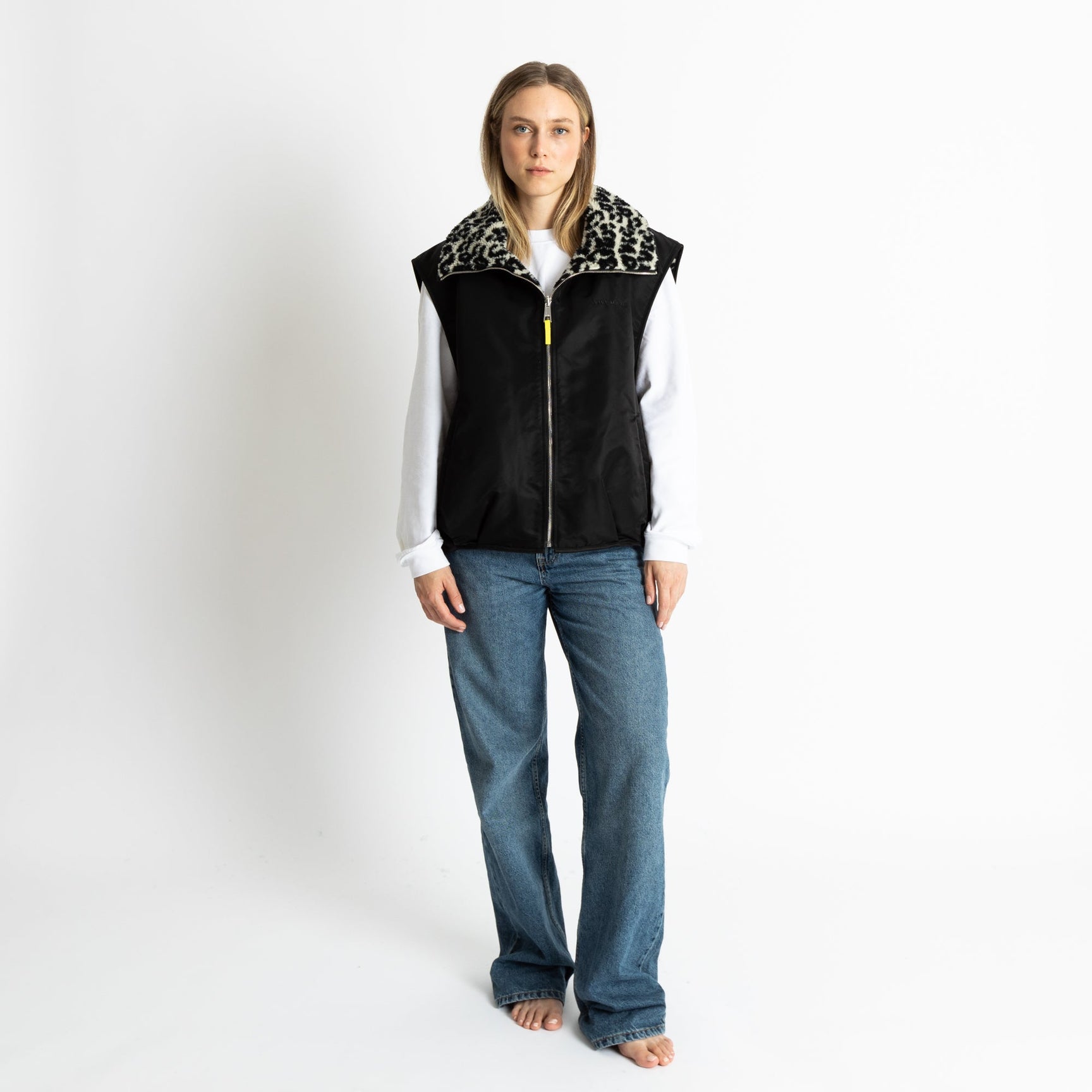 Reversible Bomber Vest - black/leo black-sand - VIVI MARI