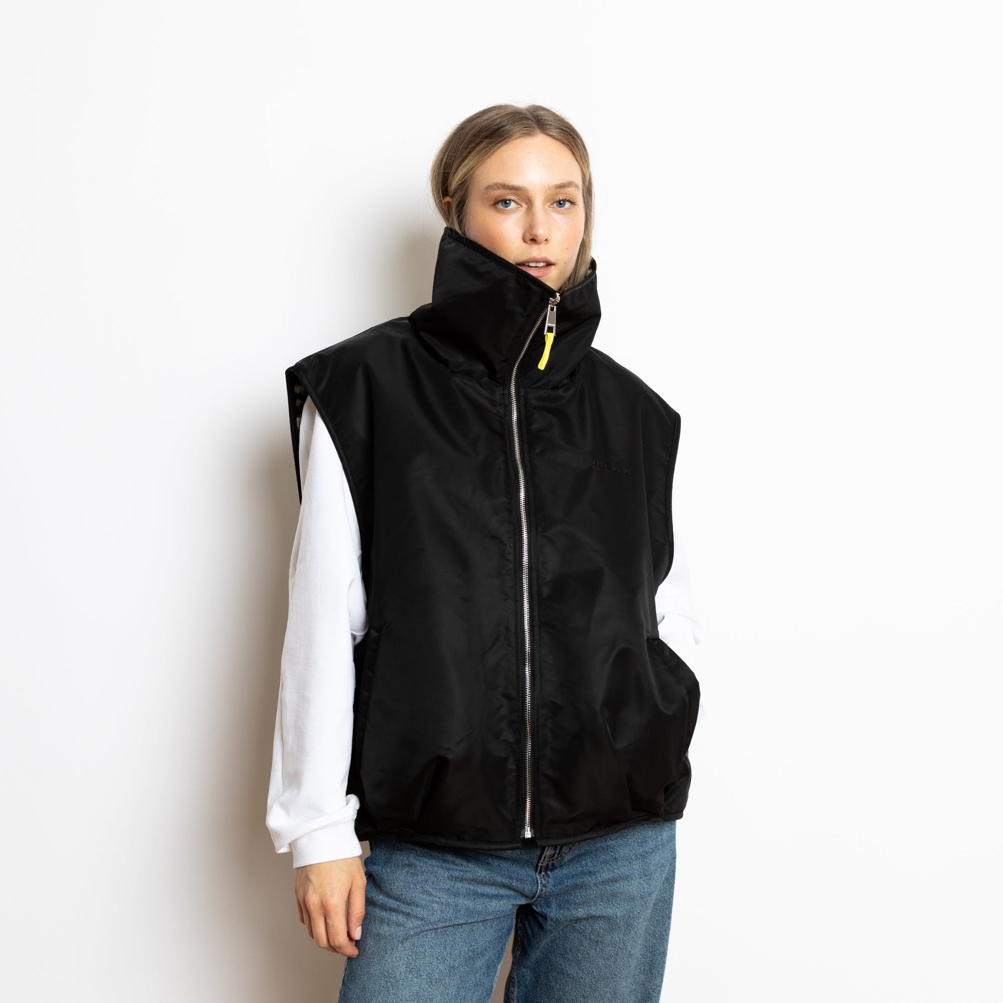 Reversible Bomber Vest - black/leo black-sand - VIVI MARI