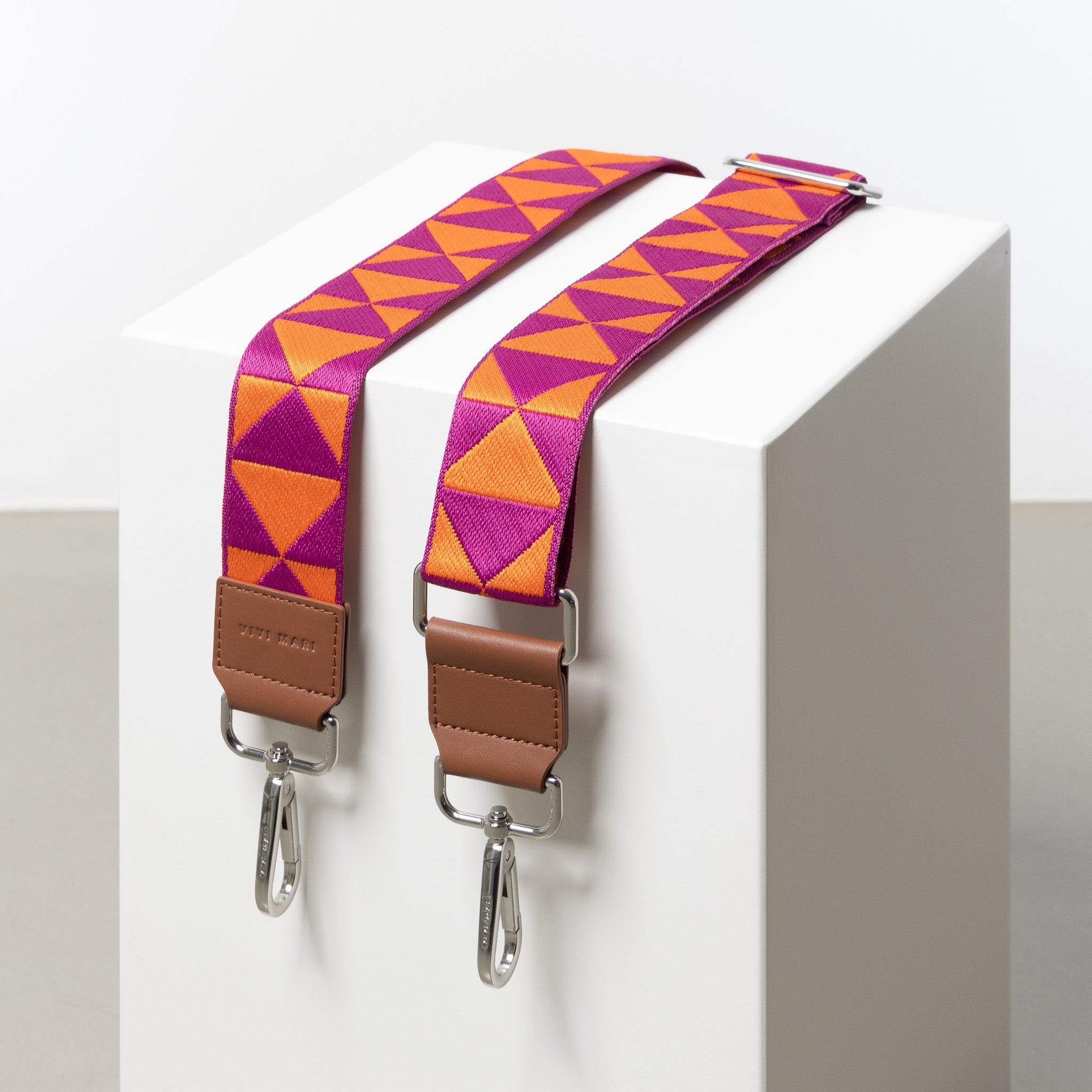 strap triangles magenta/orange - tan - VIVI MARI